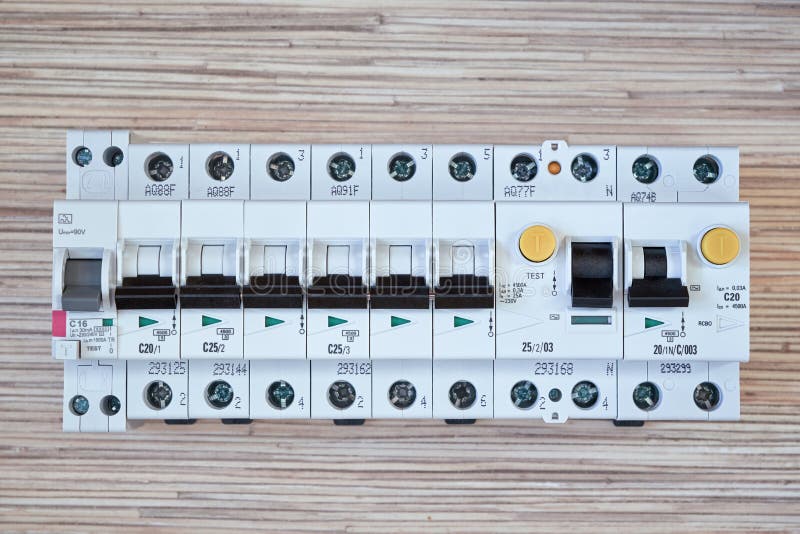Circuit Breakers, RCD and Differential Switches are Arranged in a Row ...