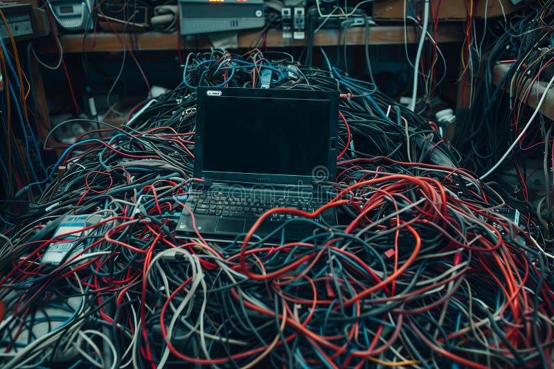 Circuit Component on Wire Pile Next To Laptop Computer Stock Photo ...