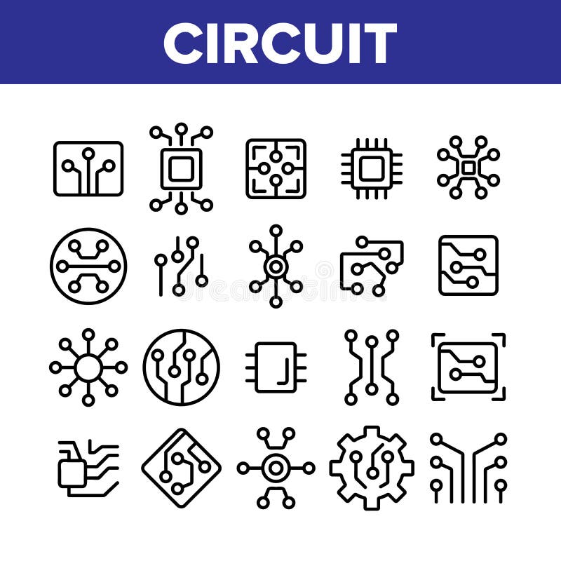 Circuit Computer Chip Collection Icons Set Vector Stock Vector ...