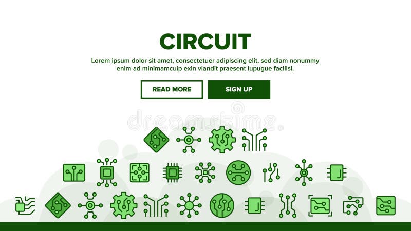 Circuit Computer Chip Landing Header Vector Stock Vector Illustration
