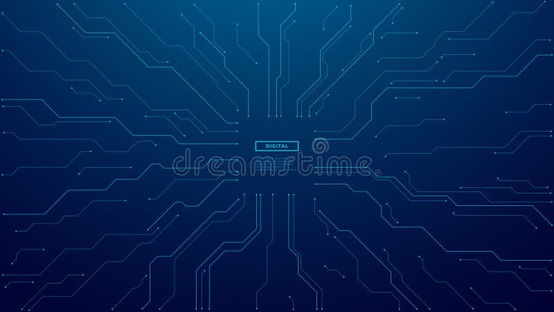 Circuit Connected Lines on Technology Blue Background. Circuit Board ...