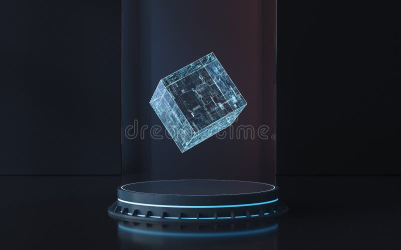 Circuit Cube Float in the Air, 3d Rendering Stock Illustration ...