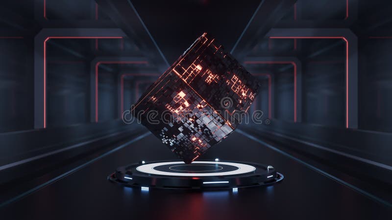 Circuit Cube With Technology Background 3d Rendering Stock Video