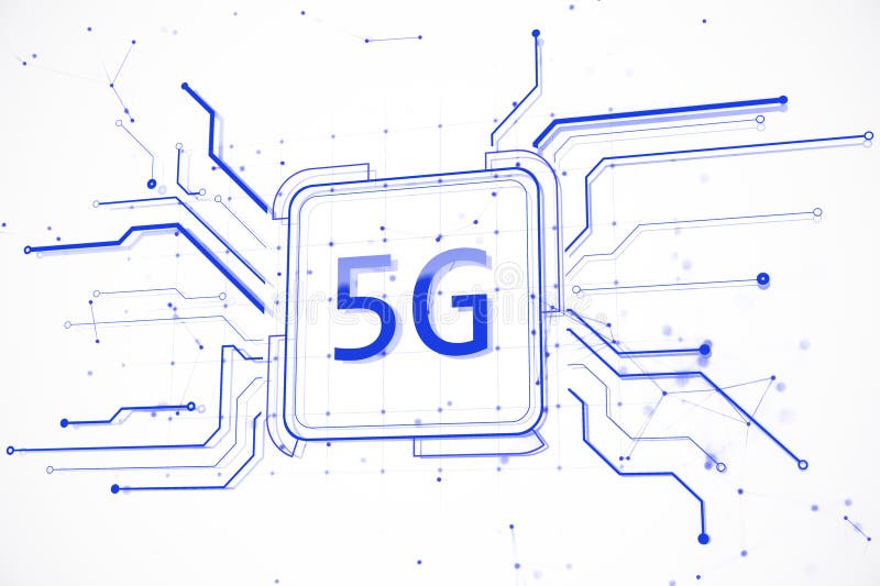 Circuit Design with 5G Technology Concept. 3D Rendering Stock ...