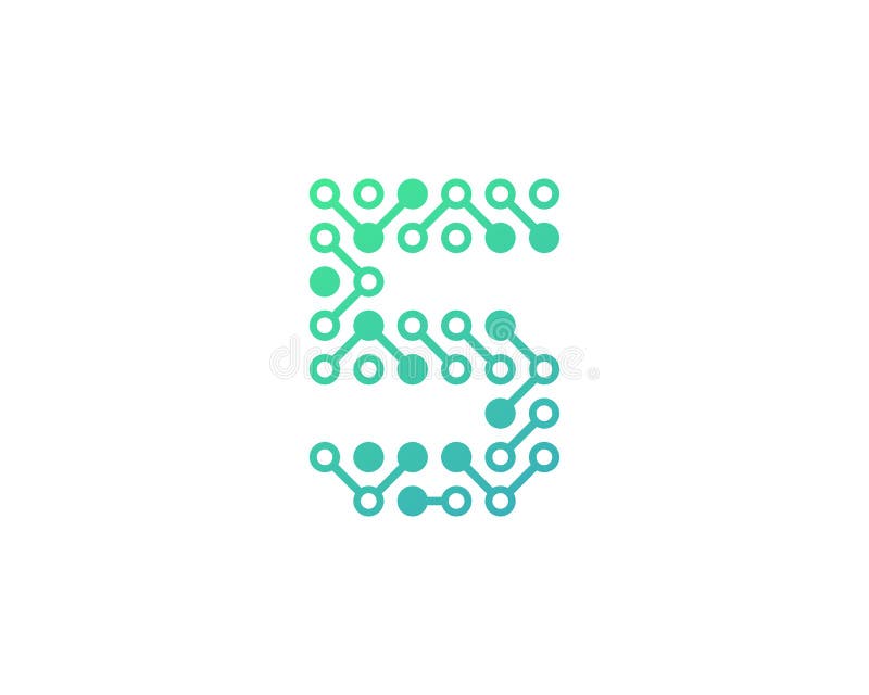 5 Circuit Digital Letter and Number Logo Icon Design Stock Vector ...