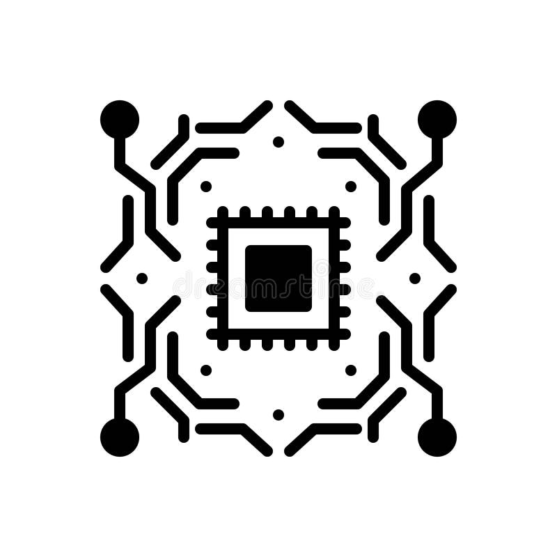 Black Solid Icon for Circuit, Chip and Electronic Stock Illustration ...