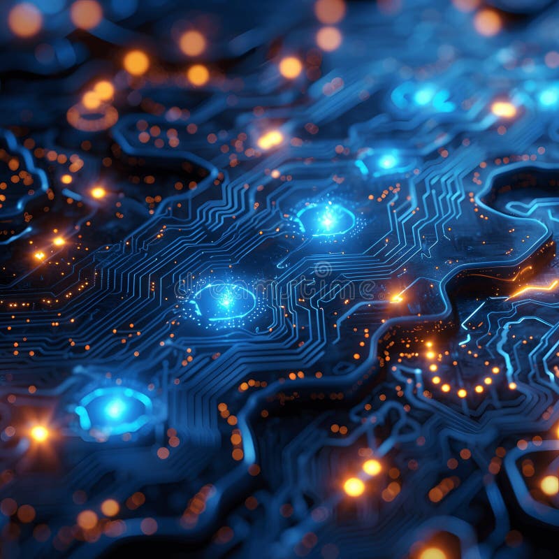 Circuit Innovation with Electric Blue Energy. Stock Illustration ...