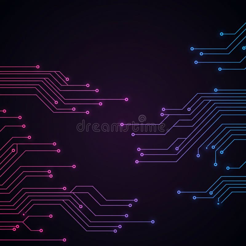 Circuit-like Patterns with Pink Lines on the Left and Blue Lines on the ...