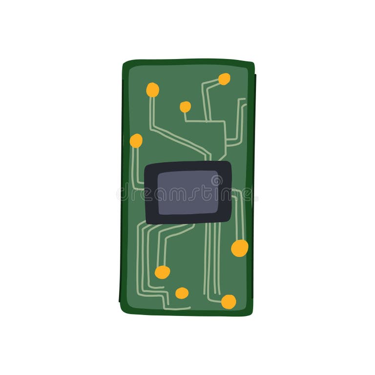 Circuit Microchip Cartoon Vector Illustration Stock Illustration ...