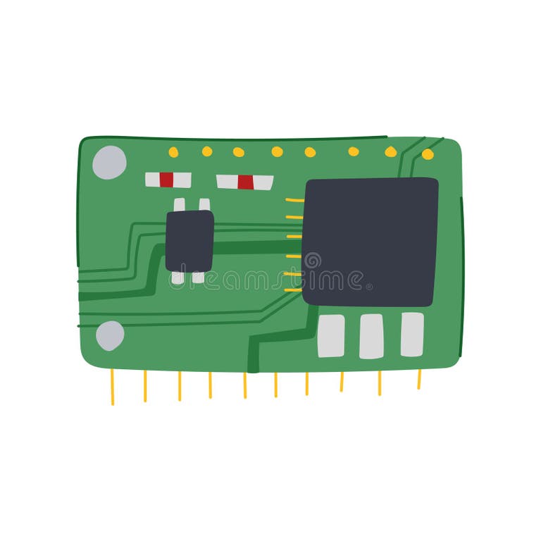 Circuit Microcontroller Cartoon Vector Illustration Stock Illustration ...