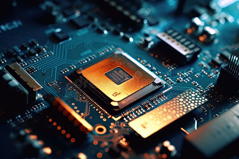 A Circuit or Motherboard Showing the Central Processing Unit (CPU) of a ...