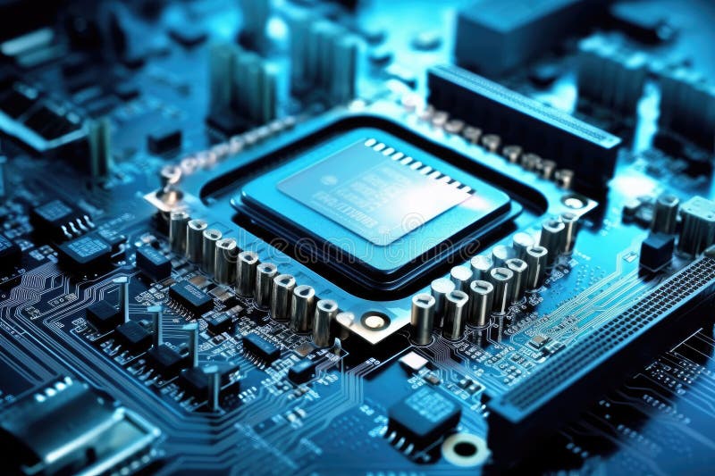 A Circuit or Motherboard Showing the Central Processing Unit (CPU) of a ...