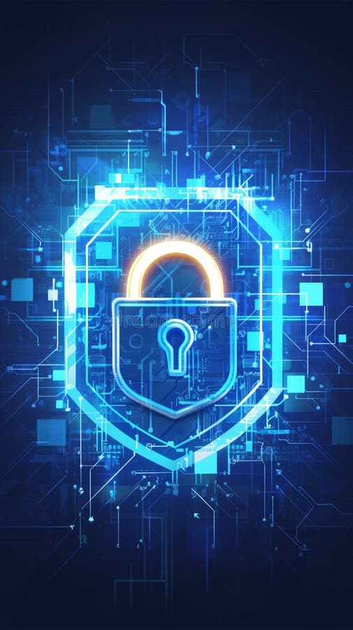 Circuit Protection Padlock Icon Conveys Cybersecurity Concept on ...