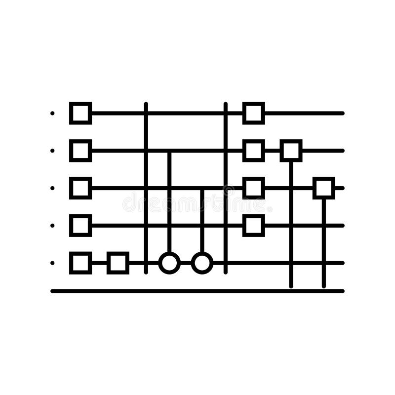 Circuit Quantum Technology Line Icon Vector Illustration Stock ...