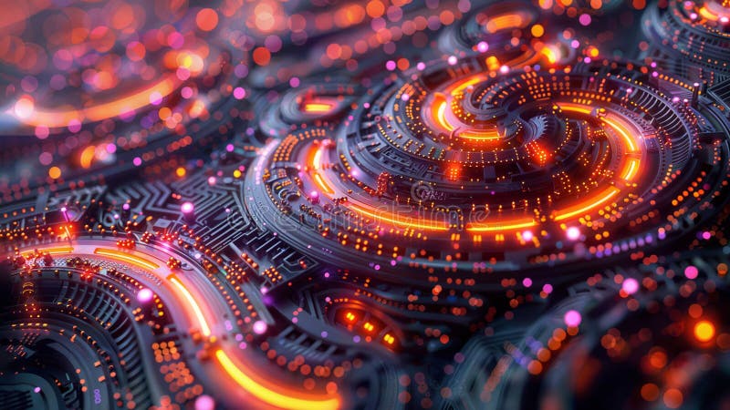 Intricate Neon Computer Circuit: Redshift Micro Details, Generative Ai ...