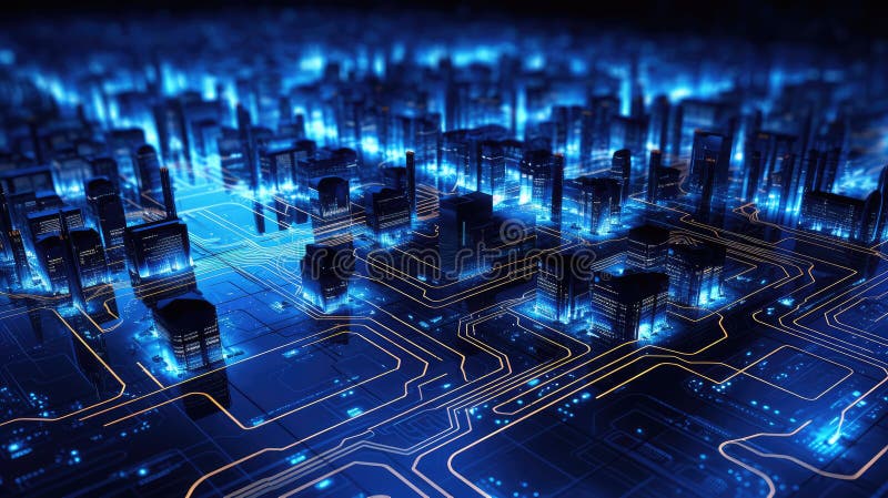 Circuit Tech Background Blue Stock Illustration - Illustration of ...