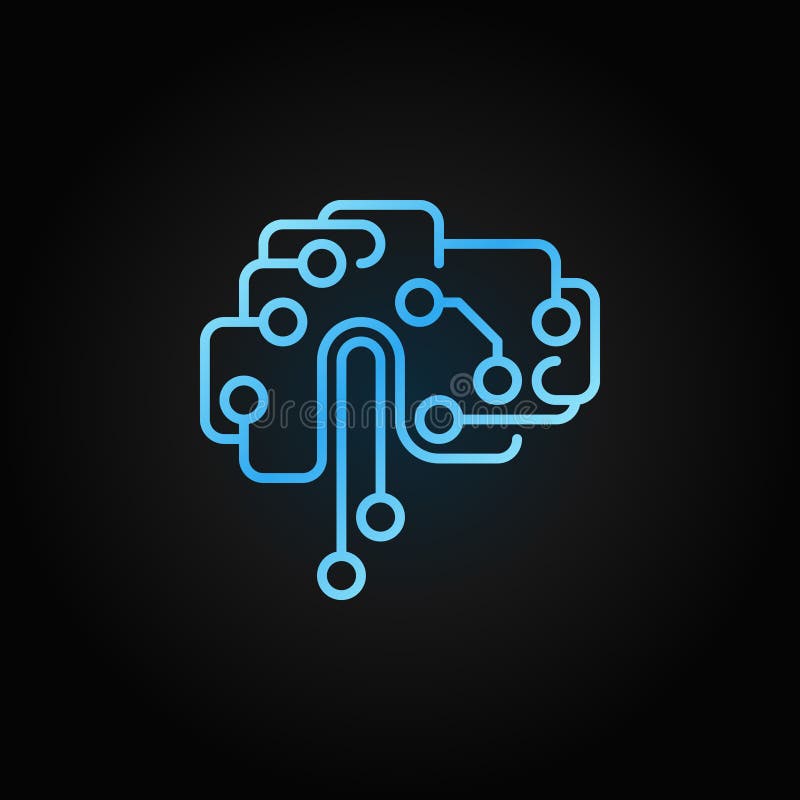 Circuit Tech Brain Outline Icon. Vector AI Symbol Stock Vector ...