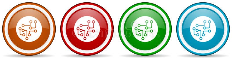 Circuit, Technology, Chip, Processor Glossy Icons, Set of Modern Design ...