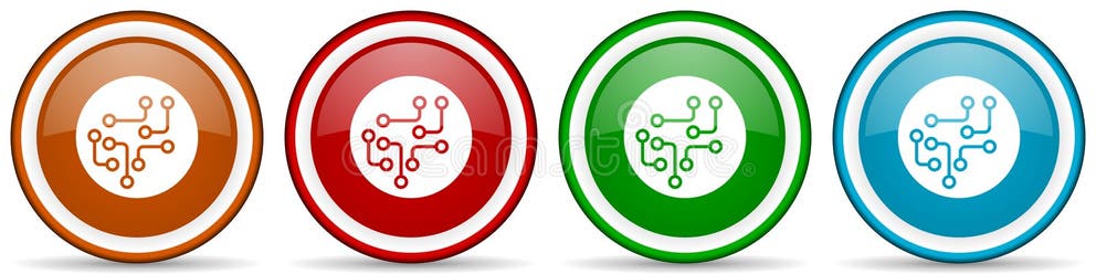 Circuit, Technology, Chip, Processor Glossy Icons, Set of Modern Design ...