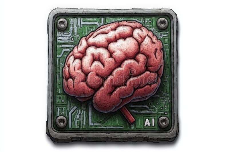 Circuit Themed Pink Human Brain Embedded into Tech Interface ...