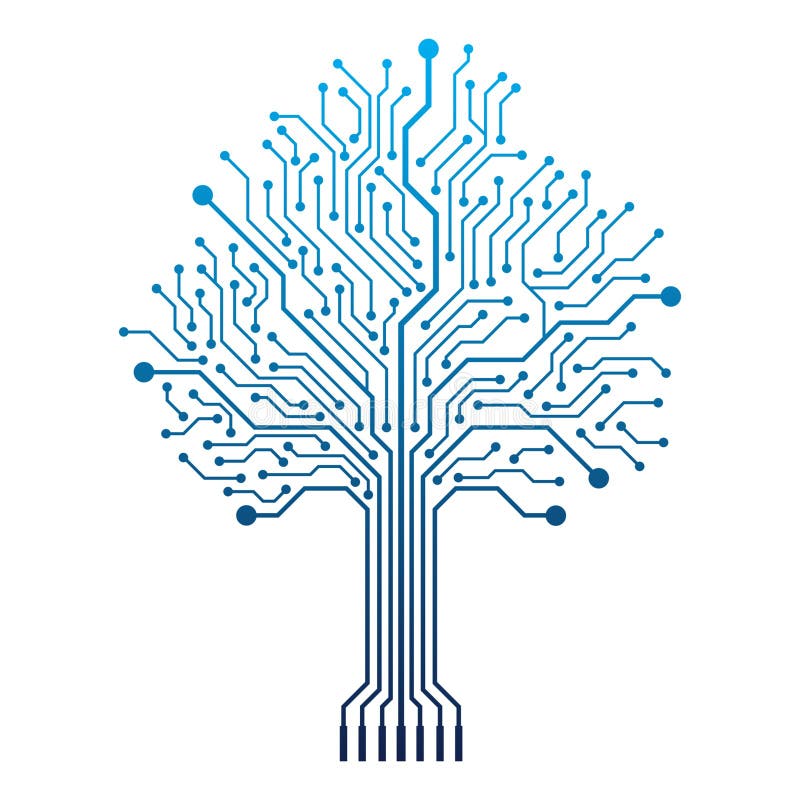 Circuit Tree on White Background. Technology Design, Computer ...