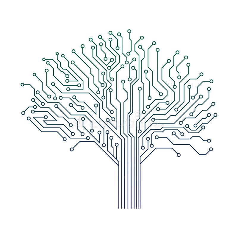 Circuit Tree on White Background. Technology Design, Computer ...