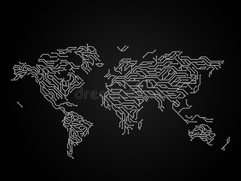 Circuit World map stock illustration. Illustration of country - 28805864