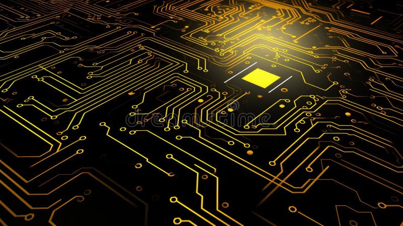 Circuit Yellow Technology Background Stock Illustration - Illustration ...