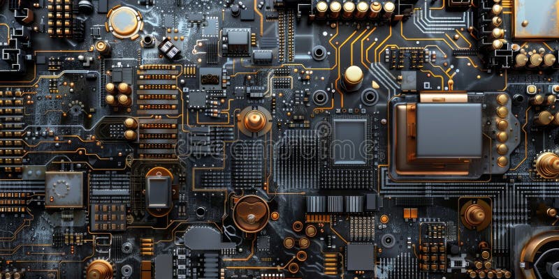 Circuitry of Electronic Components, Highlighting the Metallic Surfaces ...