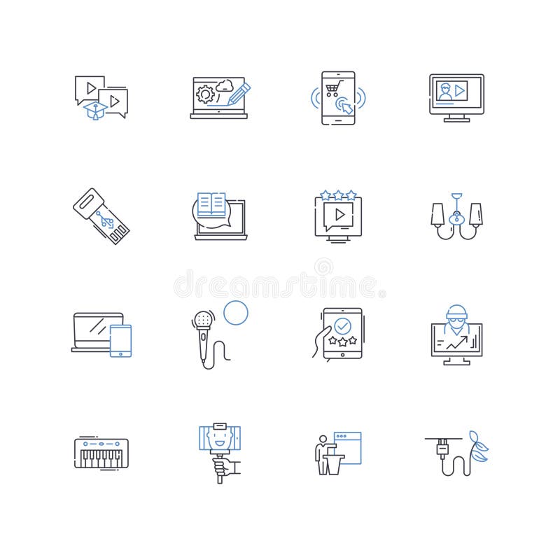 Circuitry Line Icons Collection. Conductivity, Compnts, Resistor ...