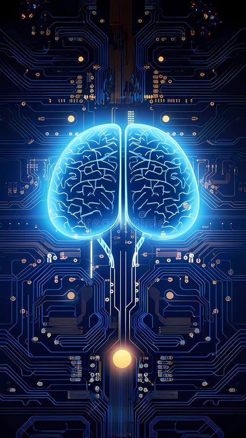 Circuitry Neural Brain Interface. Artificial Intelligence. Vertical ...