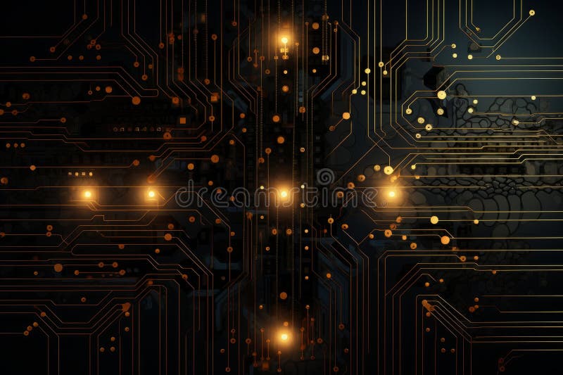 Circuitry Pattern with Glowing Elements Stock Illustration ...