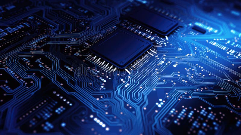 Circuits Blue Computer Technology Background Stock Illustration ...