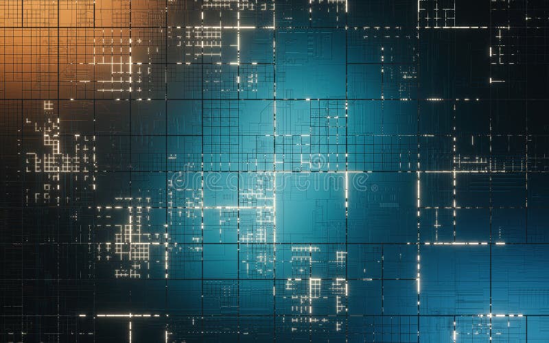 Circuits and Electricity with Blue Background, 3d Rendering Stock ...