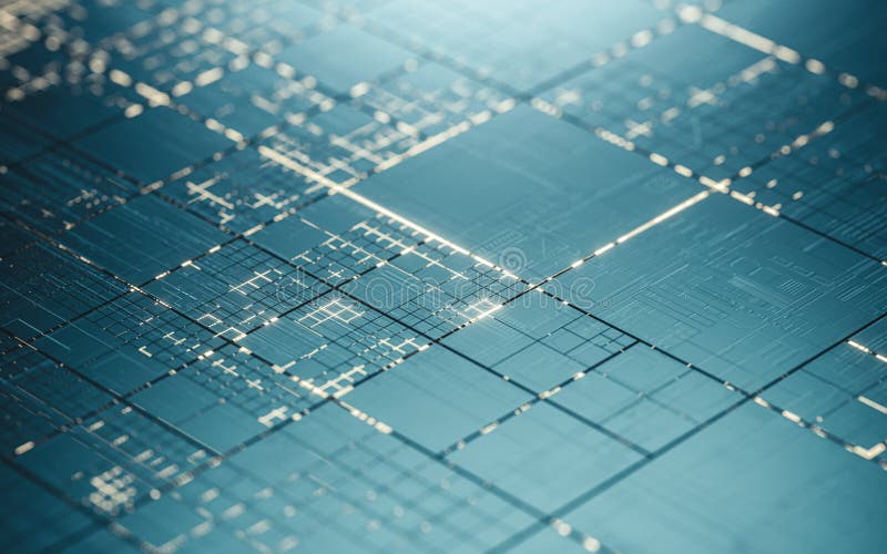 Circuits and Electricity with Blue Background, 3d Rendering Stock ...