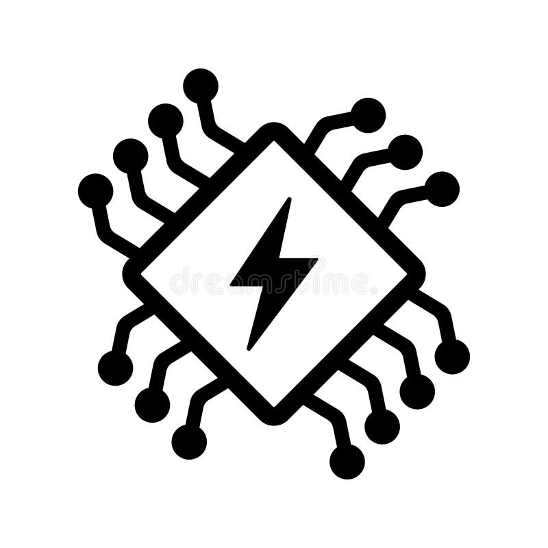 Circuits, Electricity, Electronics Icon. Black Vector Graphics Stock ...