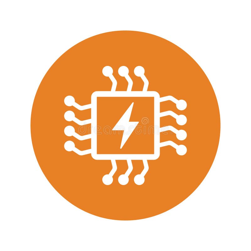 Circuits Electricity Electronics Icon Orange Color Vector Eps Stock
