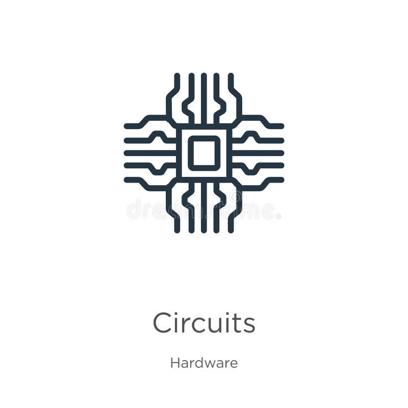 Outline Circuits Vector Icon. Isolated Black Simple Line Element ...