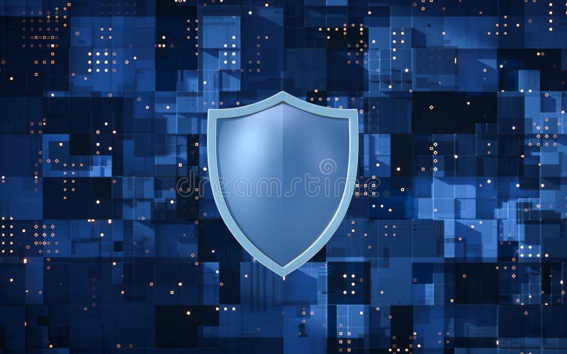 Circuits and Shields, Information and Security, 3d Rendering Stock ...