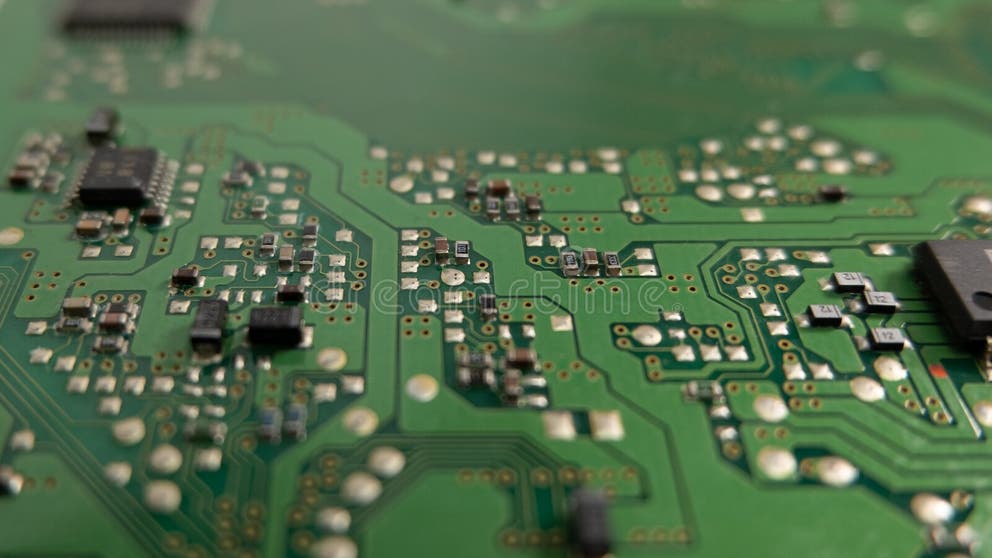 Circuits, Traces and Surface Mount Components on a PCB Stock Image ...