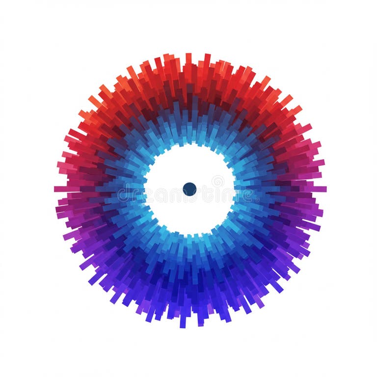A Circular, Abstract Design with a Central Dot, Composed of Rectangular 3D Blocks Stock ...
