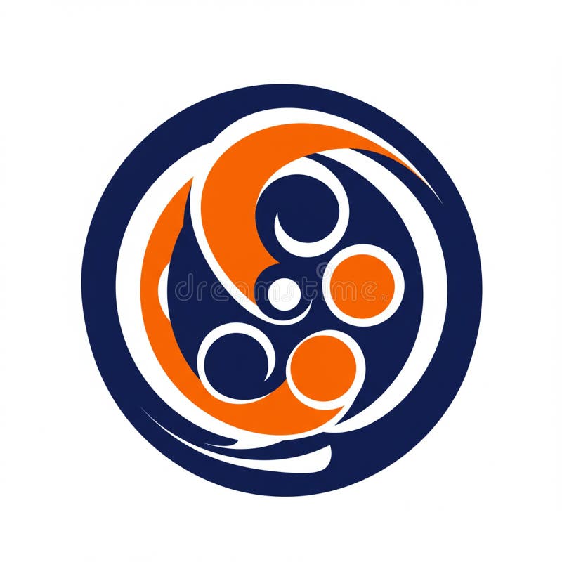 Circular Abstract Design Featuring Interlocking Elements. a Central Swirl Blends Dark Stock ...