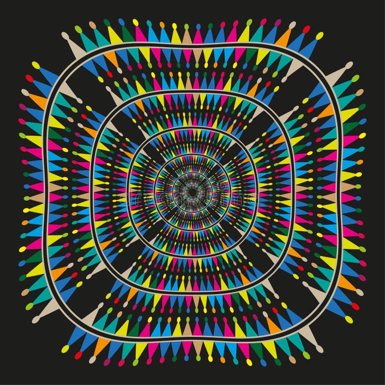 Circular Abstract Pattern. Concentric Ripple Design. Vibrant Color ...