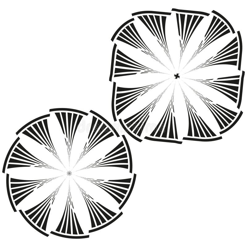 Circular Abstract Shape. Optical Illusion Vector. Black White Motion. Geometric Swirl Pattern ...