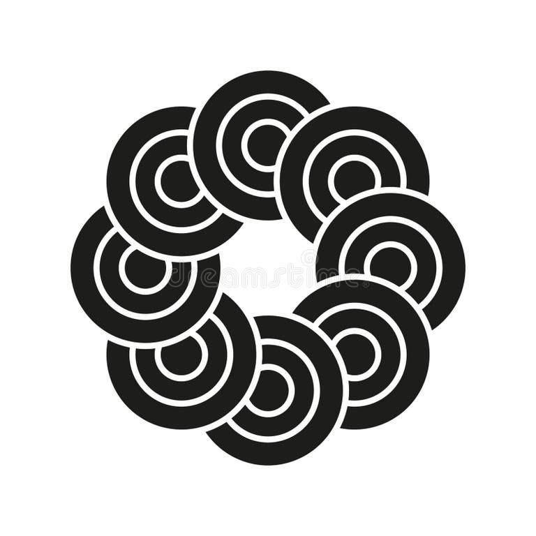 Circular Abstract Shapes. Concentric Ring Design. Bold Black Pattern ...