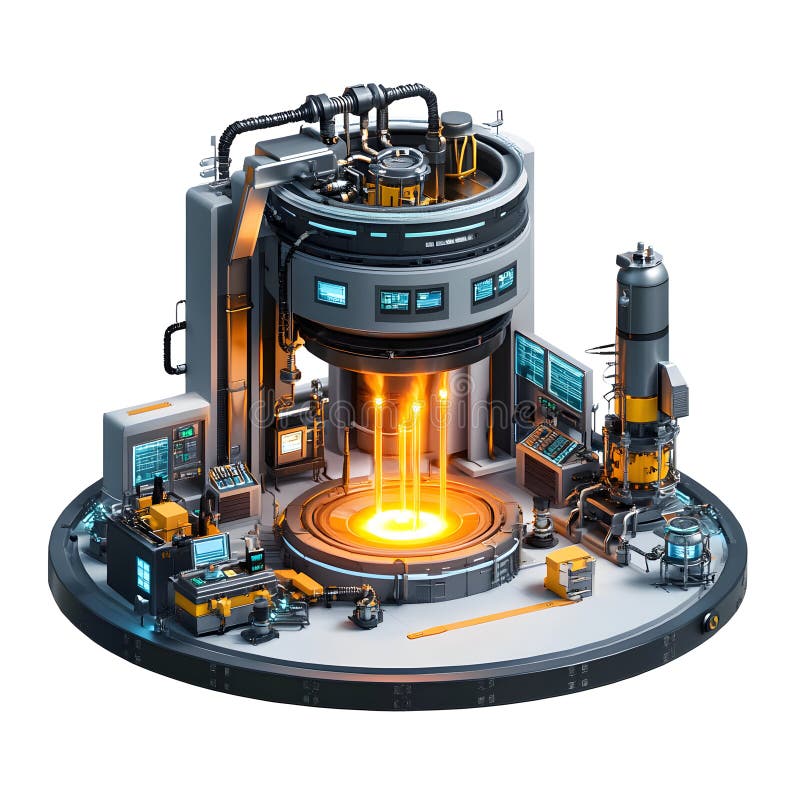 Futuristic Industrial Complex with Glowing Central Core Stock ...