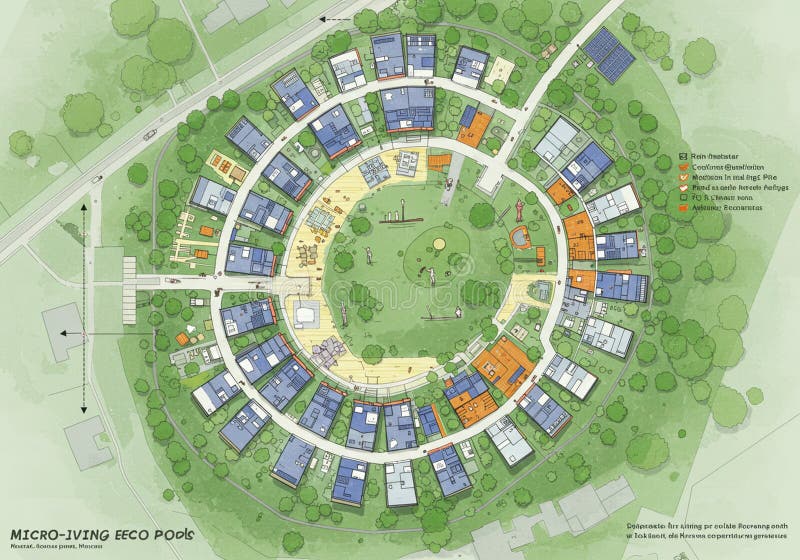 Circular Architectural Design Featuring Segmented Housing Units with ...