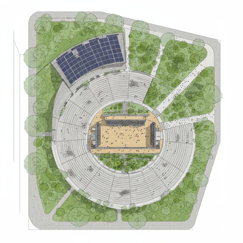 Circular Architectural Design, Resembling an Amphitheater, with Seating ...