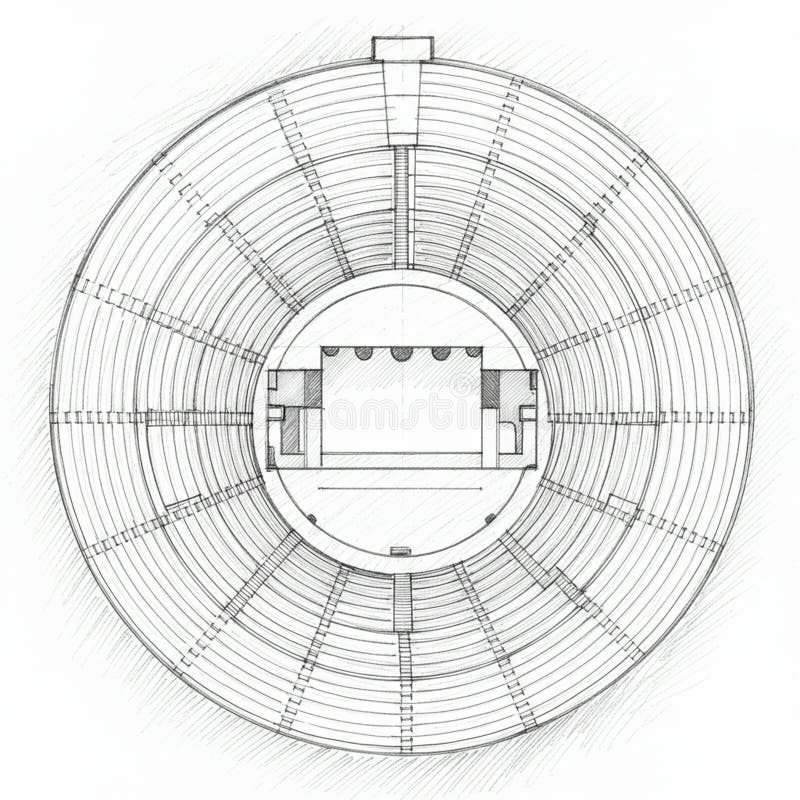 Circular Architectural Floor Plan in a Radial Design. Several ...