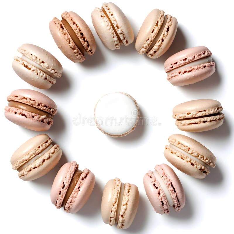 A Circular Arrangement of Assorted Macarons in Pastel Shades, with a ...